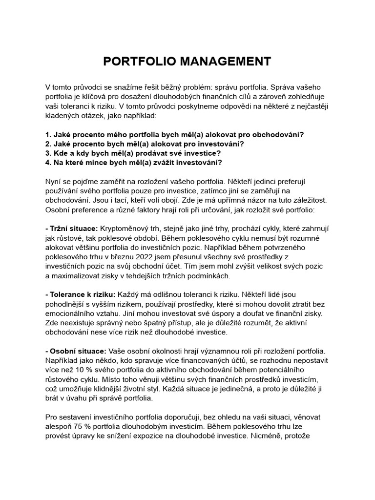 Portfolio Management | PDF