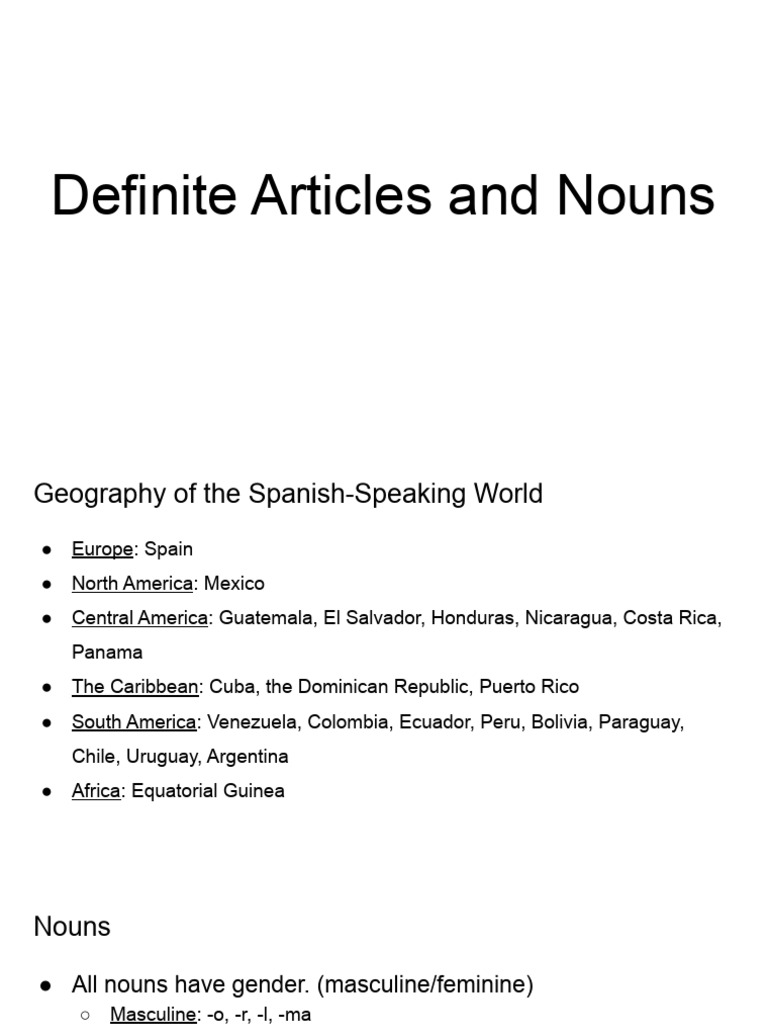 IV. Definite Articles and Nouns | PDF