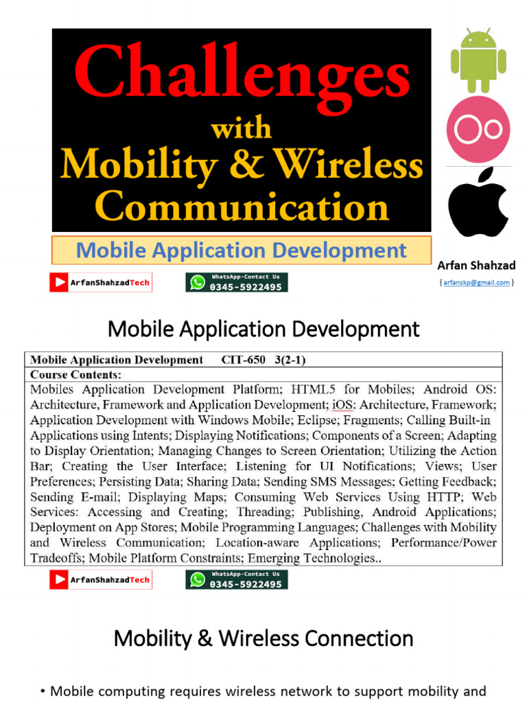 MobApp 23 - Challenges With Mobility and Wireless Communication | PDF