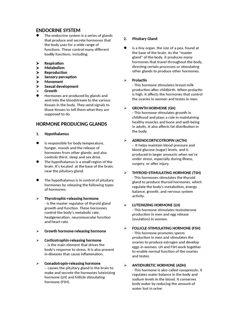 ENDOCRINE SYSTEM | PDF | Luteinizing Hormone | Hormone