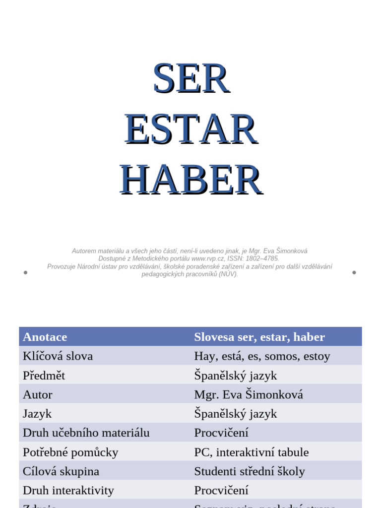 Ejercicios de ser, estar y haber | PDF