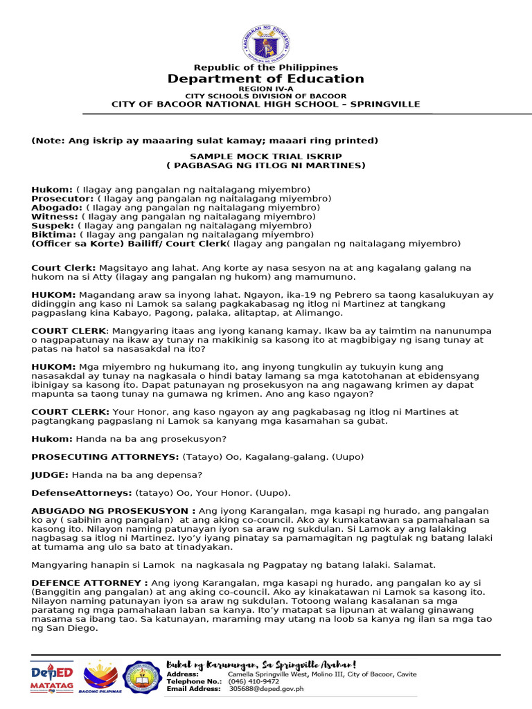 Mock Trial Iskrip | PDF