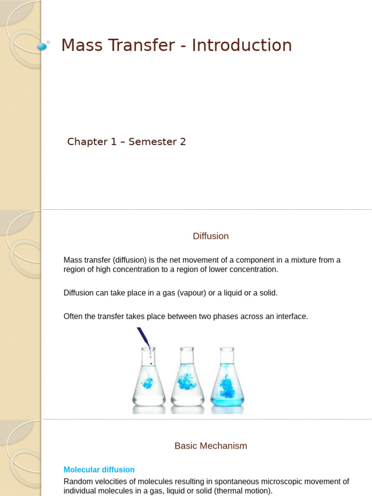 Introduction To Mass Transfer | PDF | Diffusion | Gases