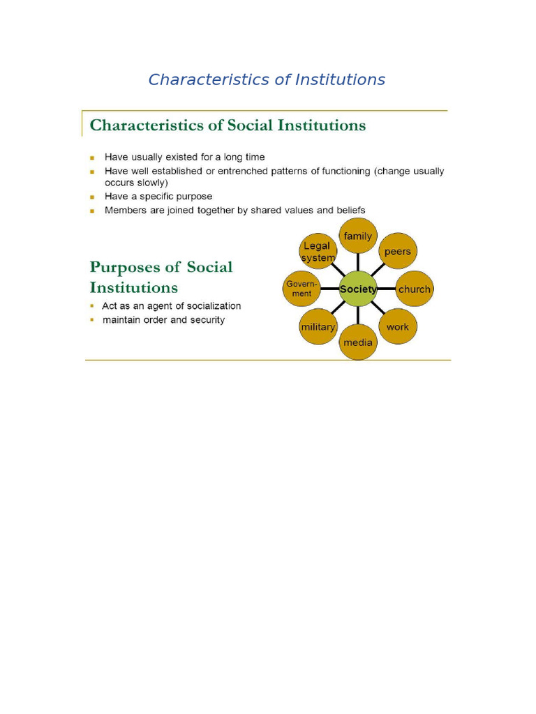 Characteristics of Social Institutions | PDF