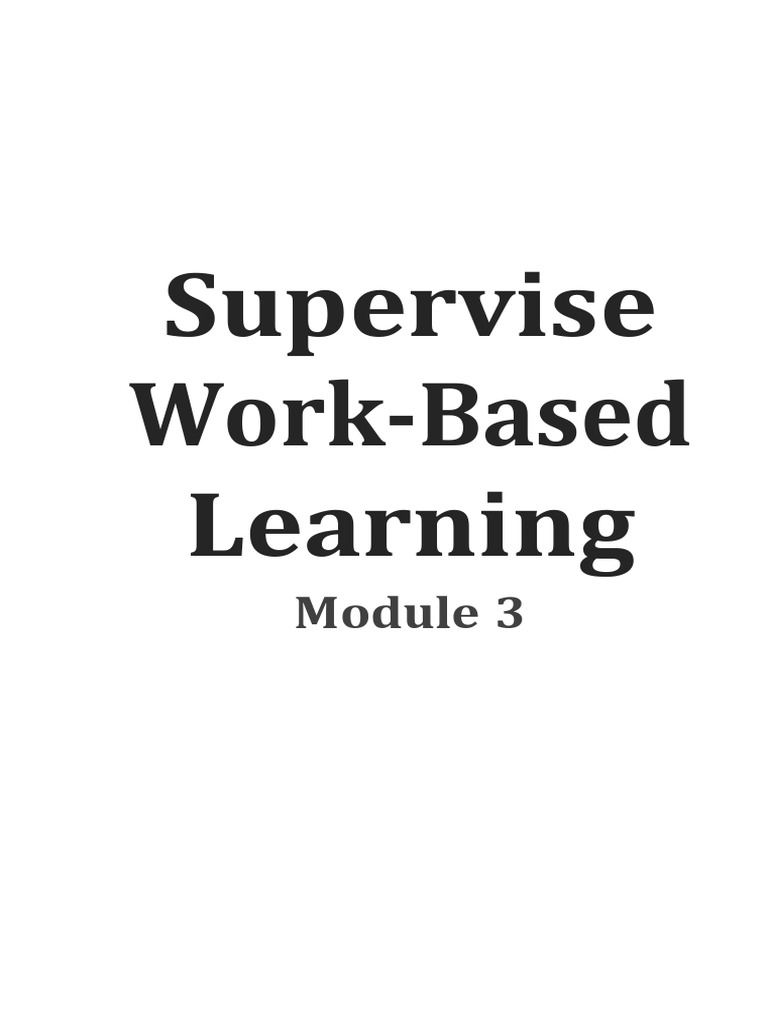 Supervise Work-Based Learning Guide | PDF | Computer Network | Personal Computers