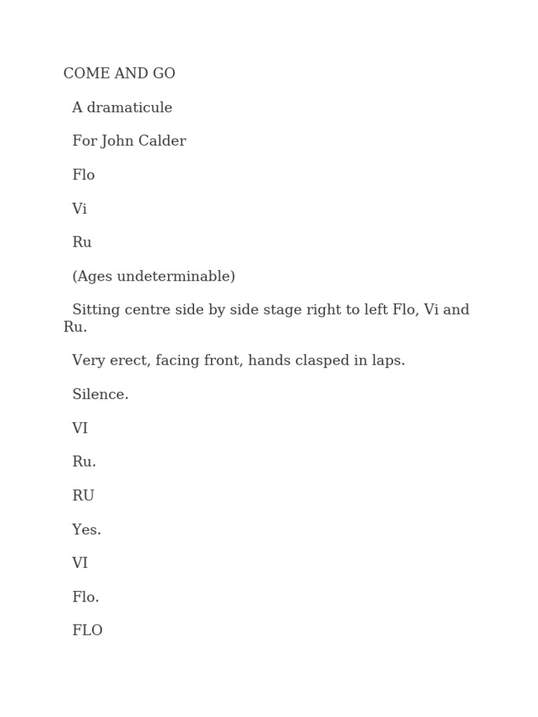 Dramatic Play: "Come and Go" Script | PDF