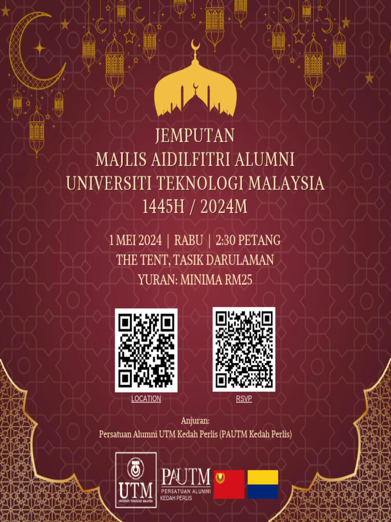 Poster Jemputan Majlis Aidilfitri Alumni Utm 1445h:2024m | PDF