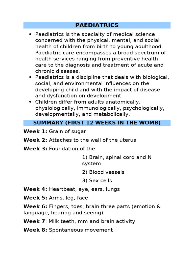 PAEDIATRICS | PDF | Child Development | Fetus