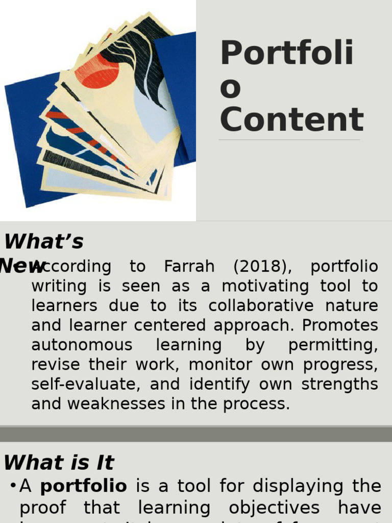 Portfolio Content | PDF | Educational Assessment | Learning
