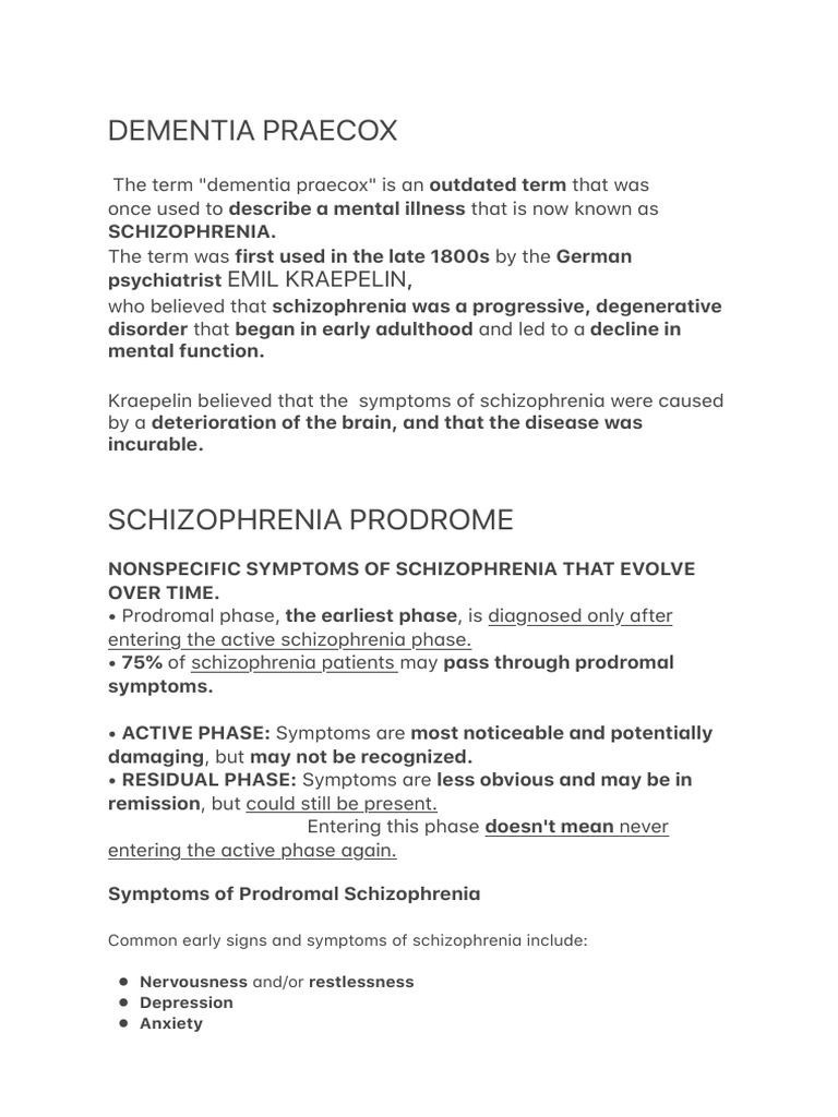 DEMENTIA PRAECOX | PDF