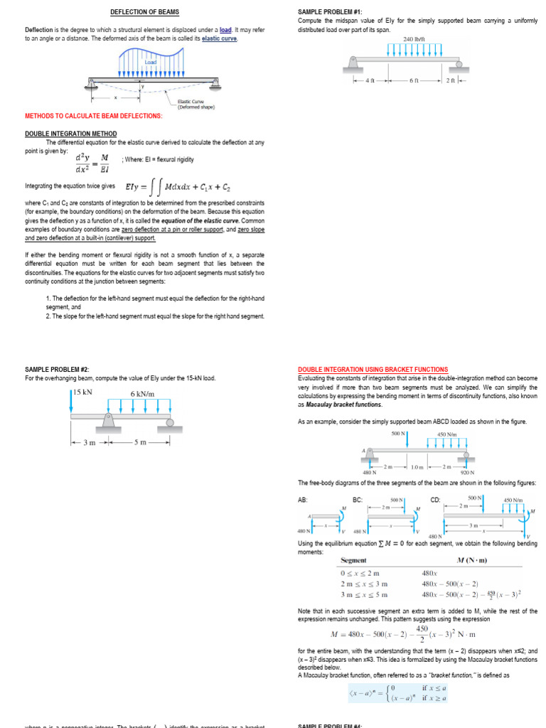 Notes Ce311beam-Deflections 094757 | PDF | Beam (Structure) | Bending