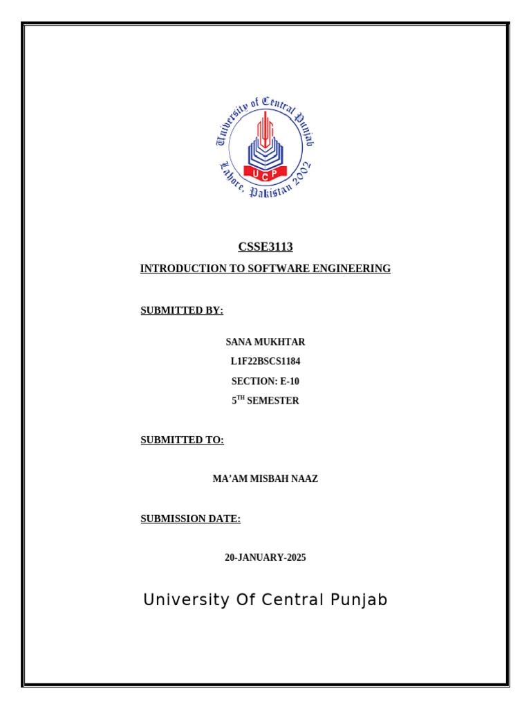 CSSE3113 Software Engineering Overview | PDF