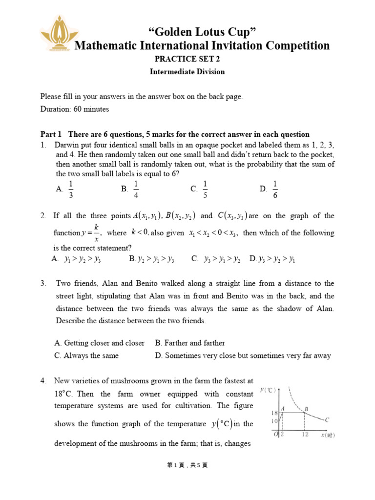 Math Contest for Intermediate Students | PDF | Circle | Geometry