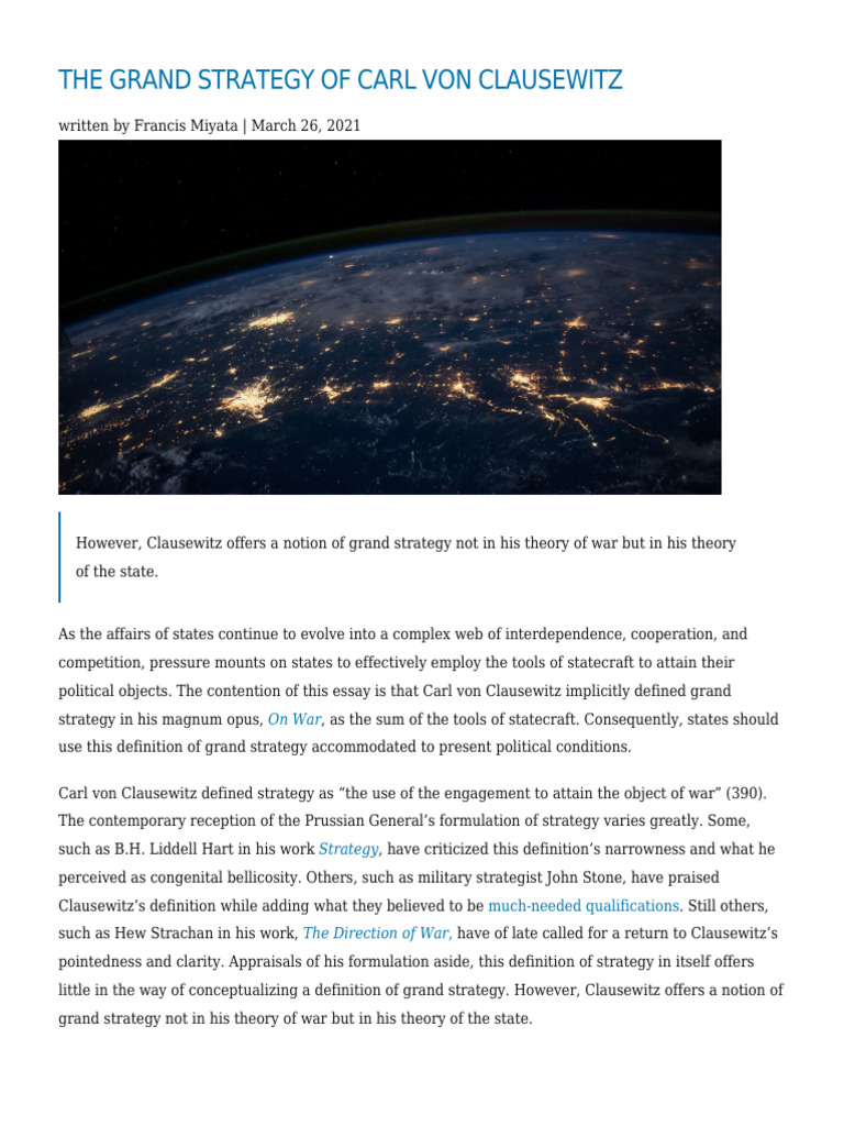 Clausewitz-On War and Strategy | PDF | Carl Von Clausewitz | Grand Strategy