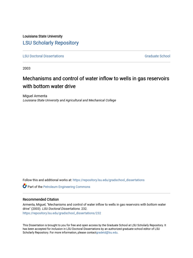 Mechanisms and control of water inflow to wells in gas reservoirs | PDF ...