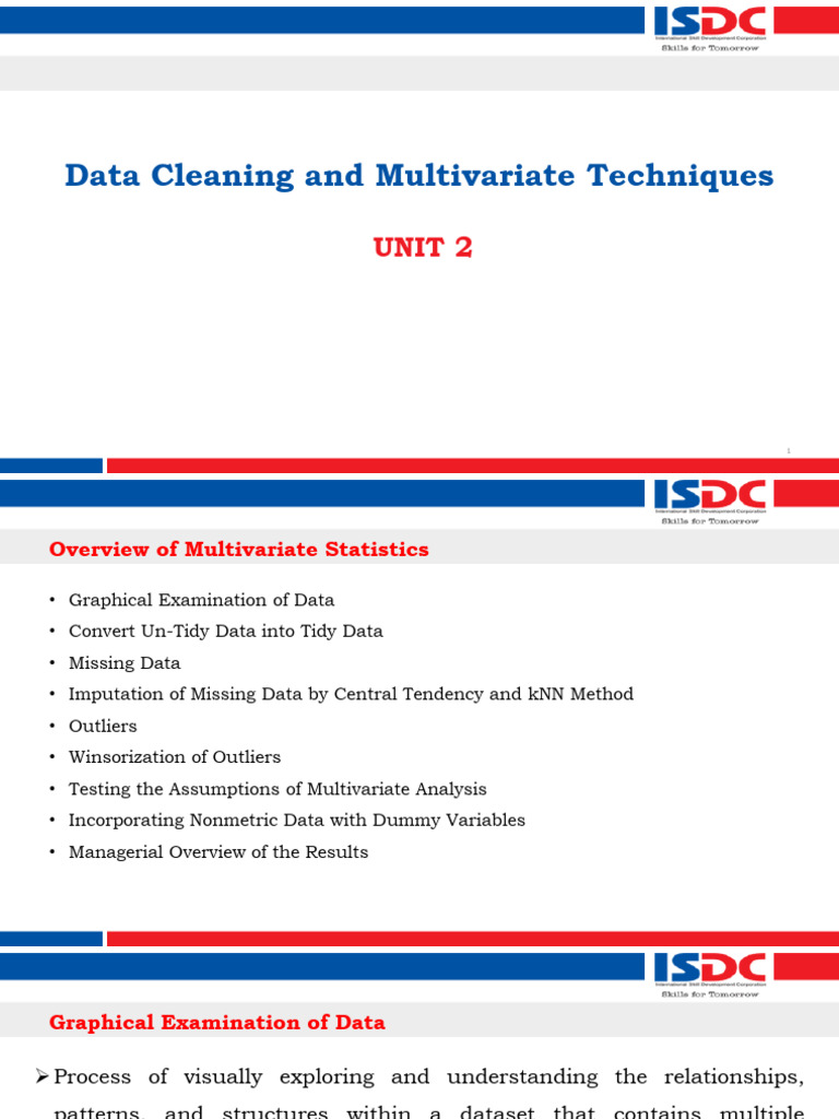 Unit2 - Data Cleaning and Multivariate Techniques - 26 - 01 - 2025 | PDF | Outlier | Dependent ...
