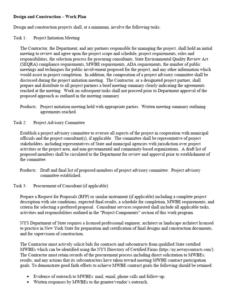 Design and Construction Work Plan | PDF | General Contractor ...