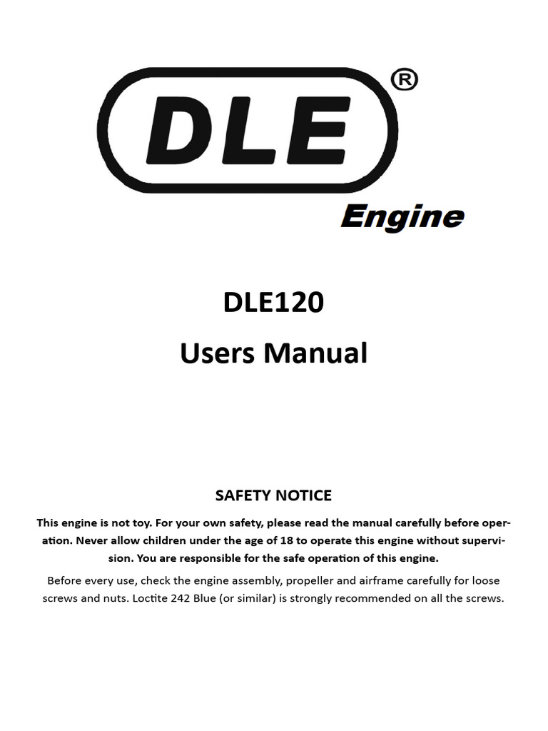 DLE120 Engine User Manual Guide | PDF | Throttle | Carburetor