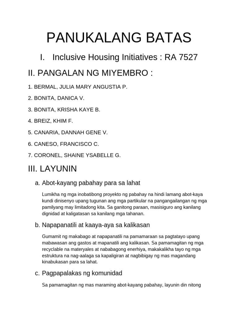 Panukalang Batas | PDF