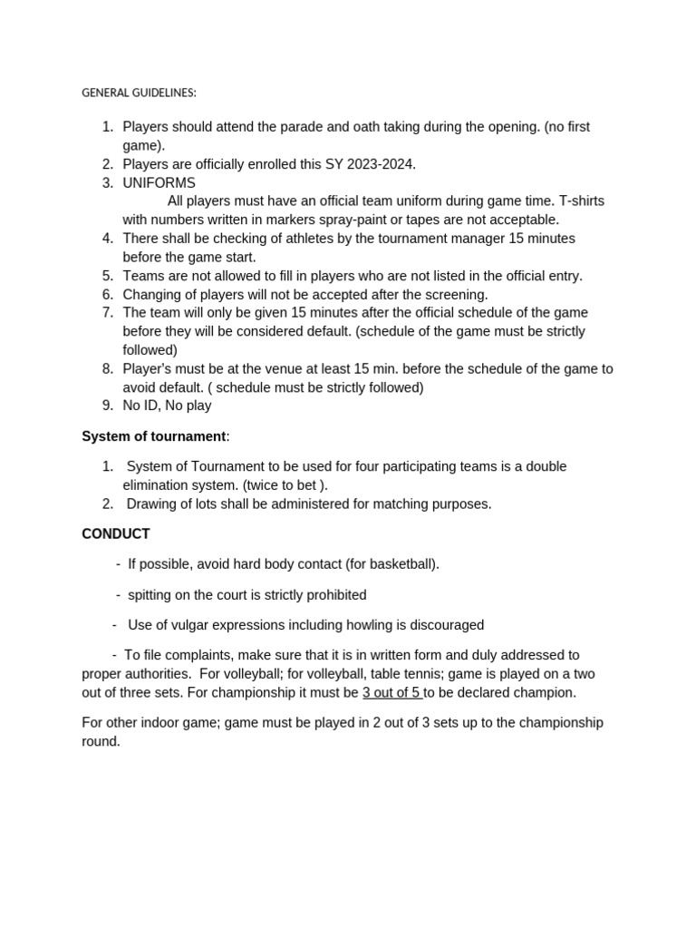 General Guidelines 2023 | PDF | Sports | Entertainment