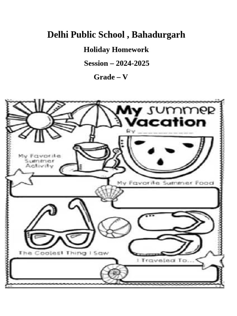 Grade V Summer Homework 2024-25 | PDF | Foods | Agriculture