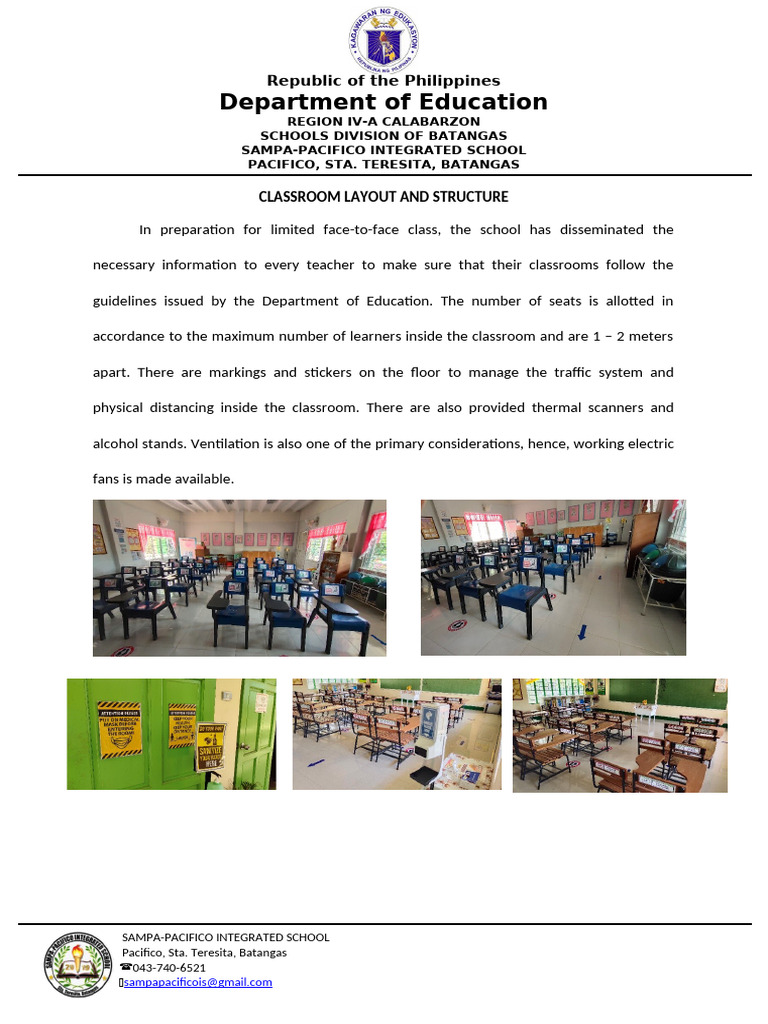 Classroom Layout for Safe Learning | PDF