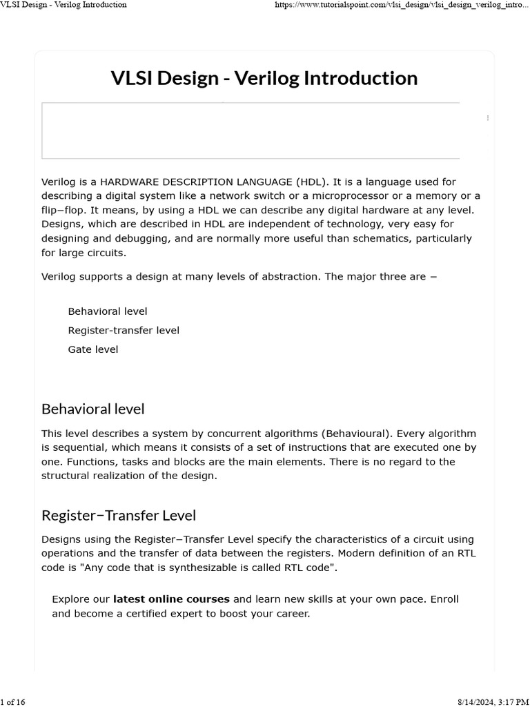 Vlsi Design Verilog Introduction L6 Pdf Hardware Description Language Logic Gate