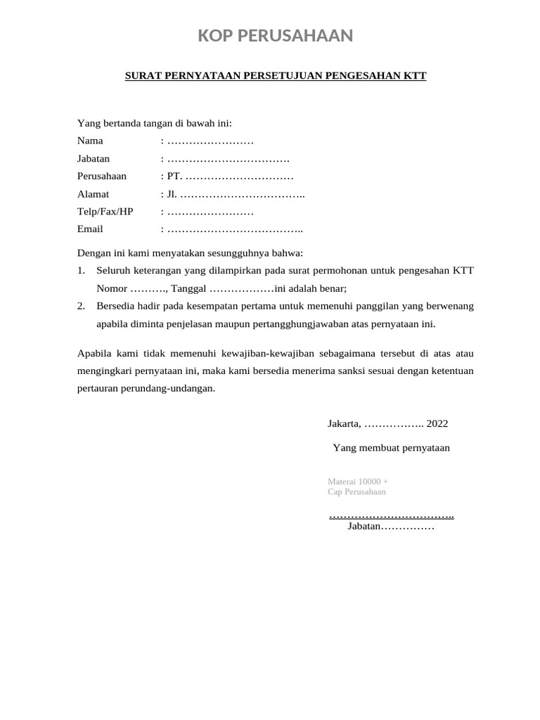 Persetujuan Pengesahan KTT | PDF