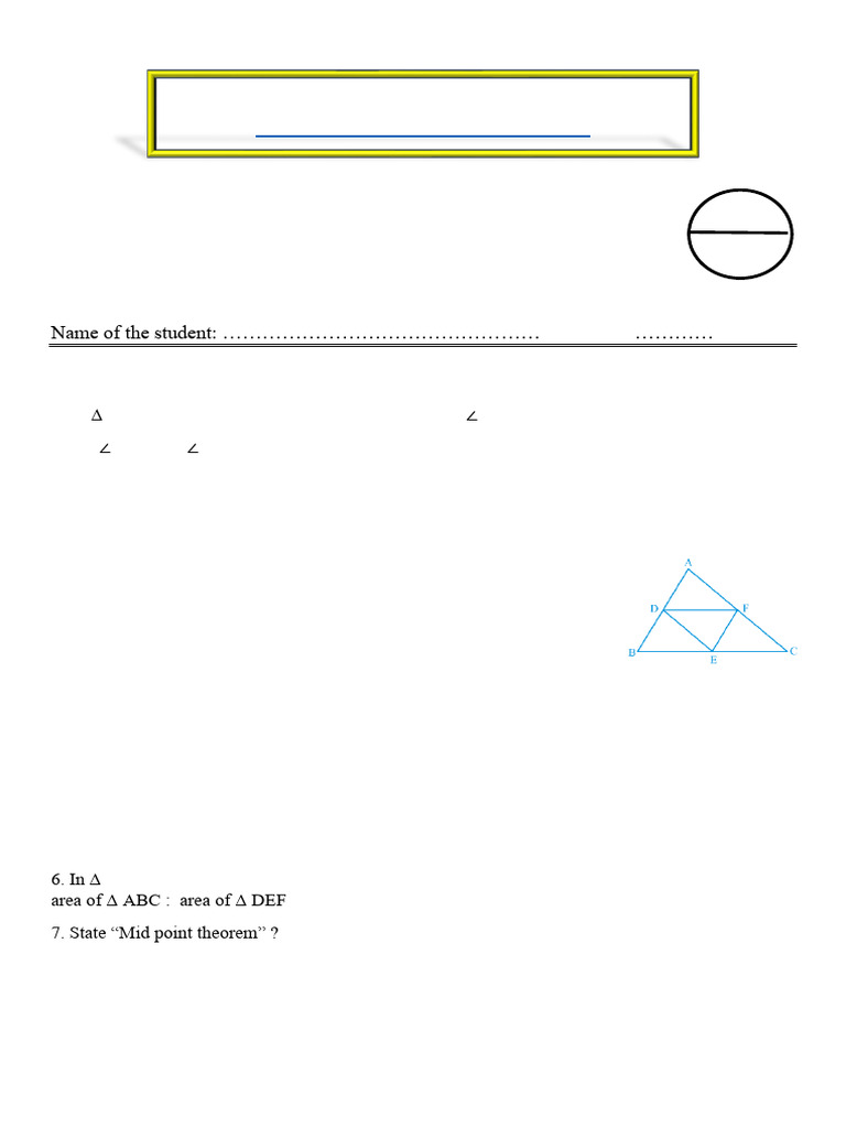 9th FA3 Model Paper (2024 - 25) - 1 | PDF | Triangle | Classical Geometry