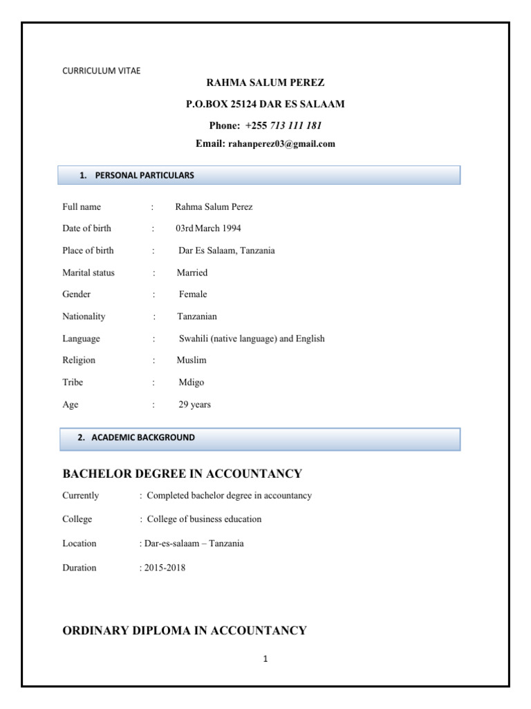RAHMA CV DEGREE (1)(1) | PDF | Tanzania