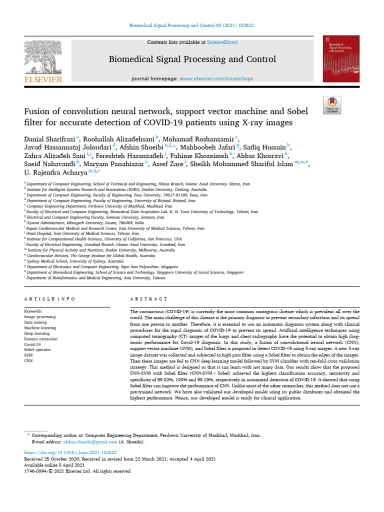 Fusion of Convolution Neural Network Support Vector Ma 2021 Biomedical Sign | PDF | Support ...