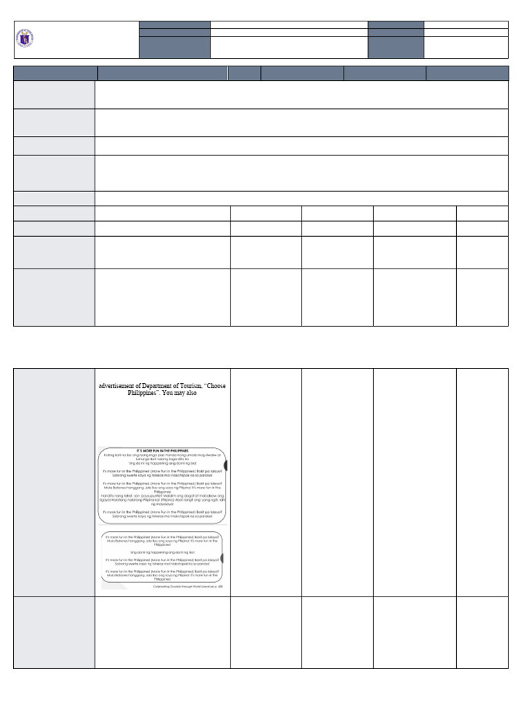 Grade 9 English Daily Lesson Log | PDF | Learning | Critical Thinking