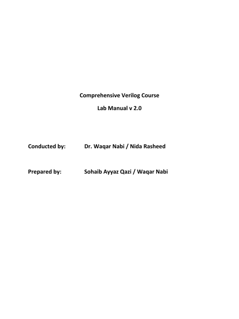 Comprehensive Verilog Course Lab Manual V 20 Pdf Electrical Engineering Areas Of Computer 9952