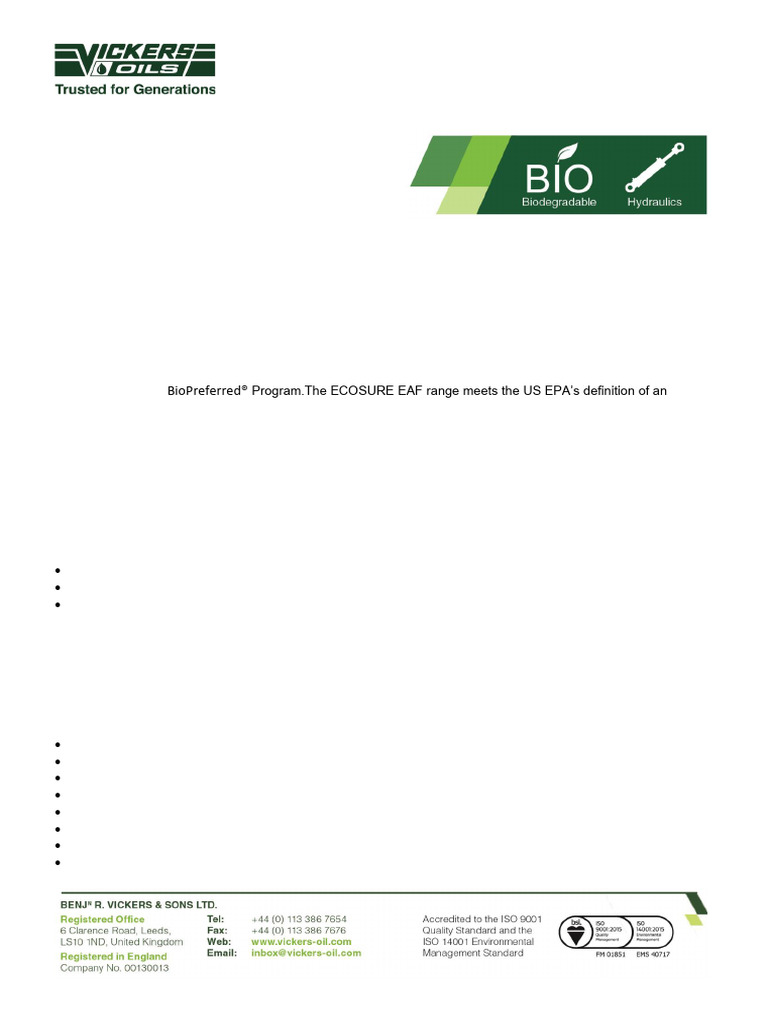 ECOSURE EAF RANGE INDUSTRIAL Rev 4 | PDF | Viscosity | Lubricant