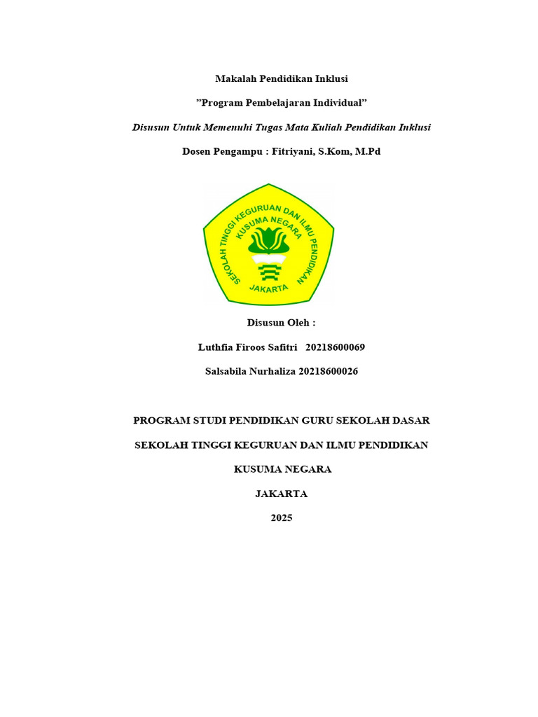 Program Pembelajaran Individual untuk ABK | PDF