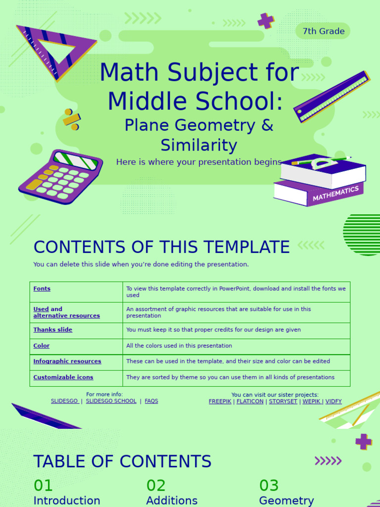 Math Subject For Middle School - 7th Grade - Plane Geometry ...