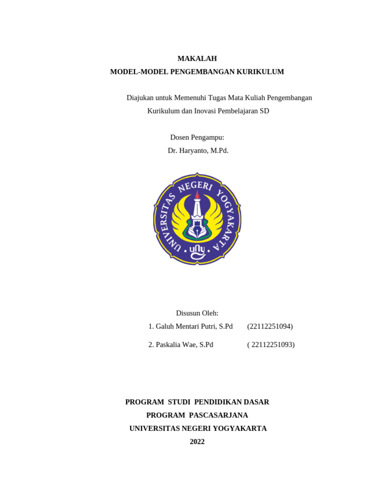 Makalah Kurikulum Model | PDF