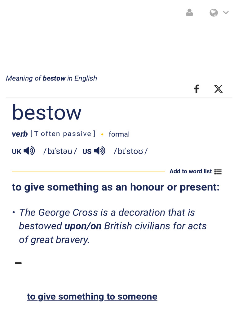 BESTOW - English Meaning - Cambridge Dictionary | PDF | Linguistics