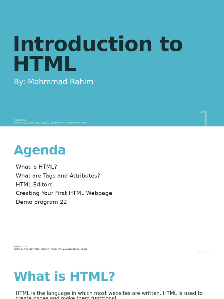 HTML Basics: Tags, Editors, and Structure | PDF | Html Element | Html