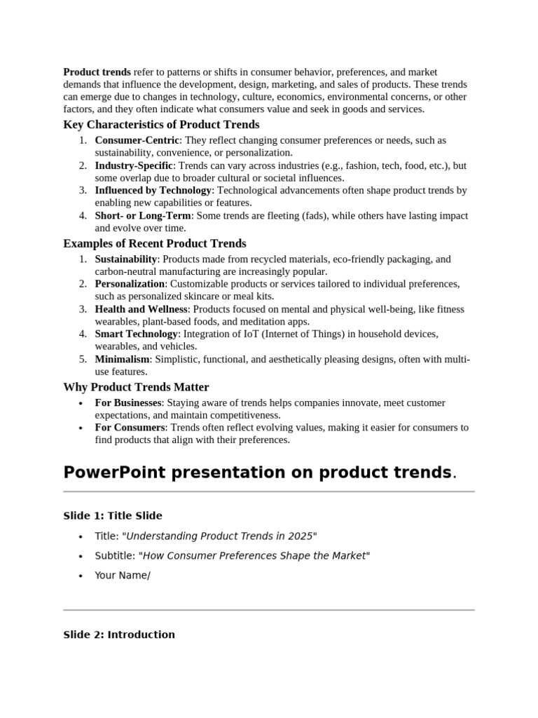 Product Trends Refer To Patterns or Shifts in Consumer Behavior | PDF ...
