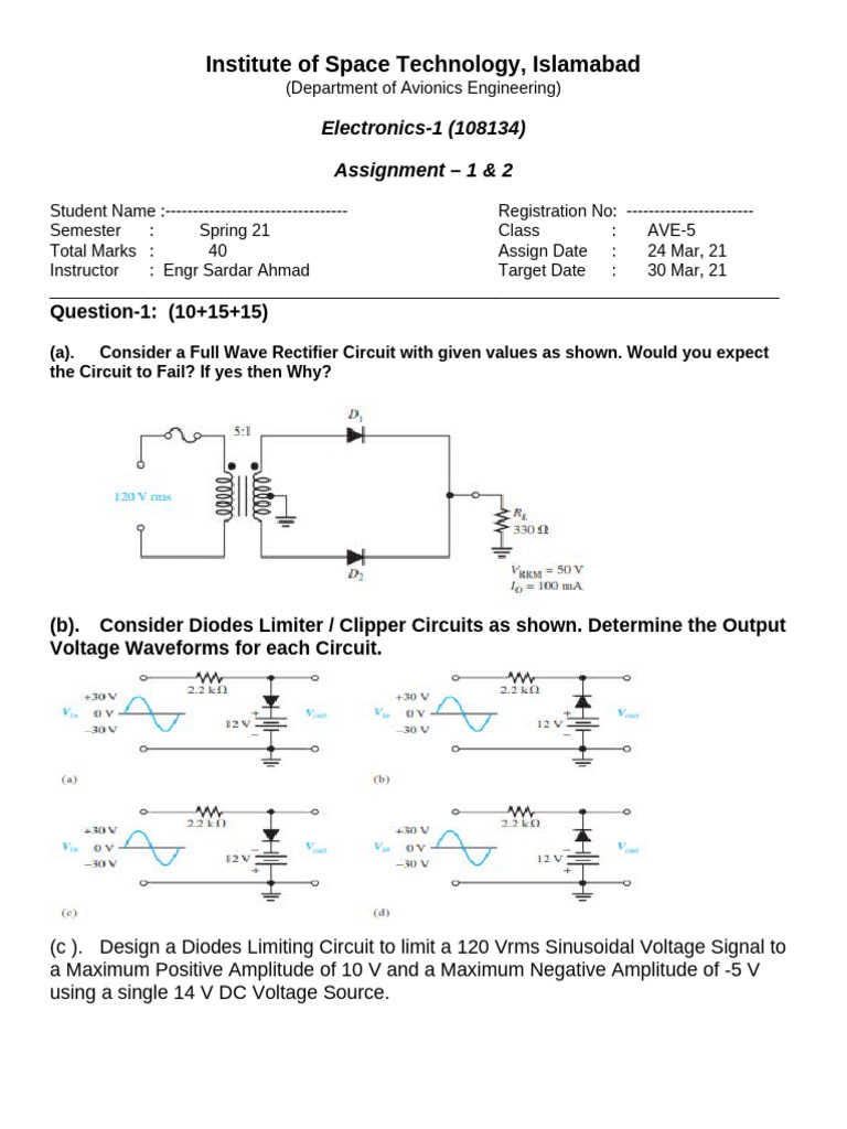 Avionics Engineering Electronics Assignment | PDF
