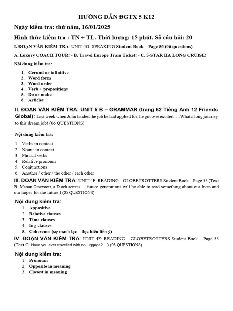 Hướng Dẫn Đgtx 5 k12 | PDF