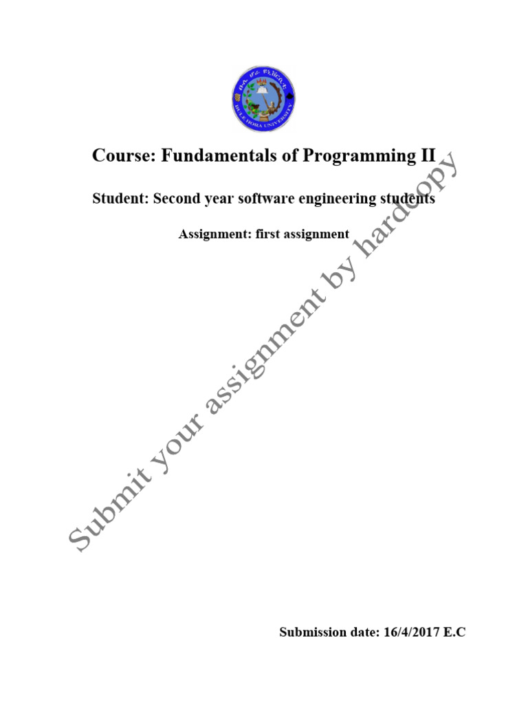 Assignment One For 2nd Year Seng Students. | PDF