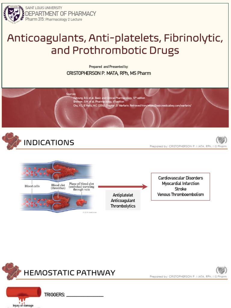 Overview of Prothrombotic Drugs | PDF | Coagulation | Platelet