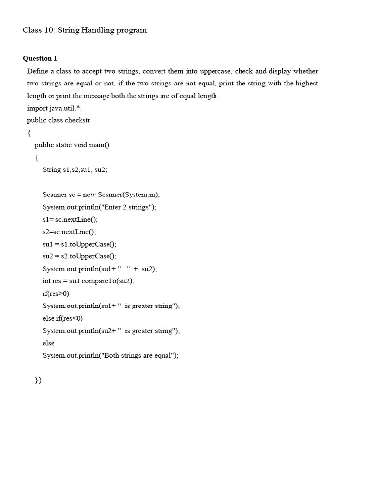 Java String Handling Exercises | PDF | String (Computer Science ...