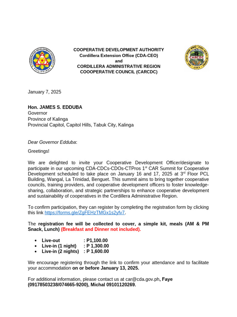 Invitation Summit Gov Kalinga | PDF