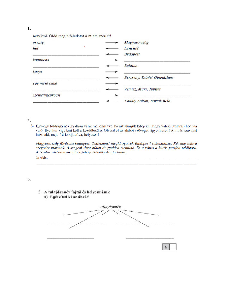 Tulajdonnév Dolgozat | PDF