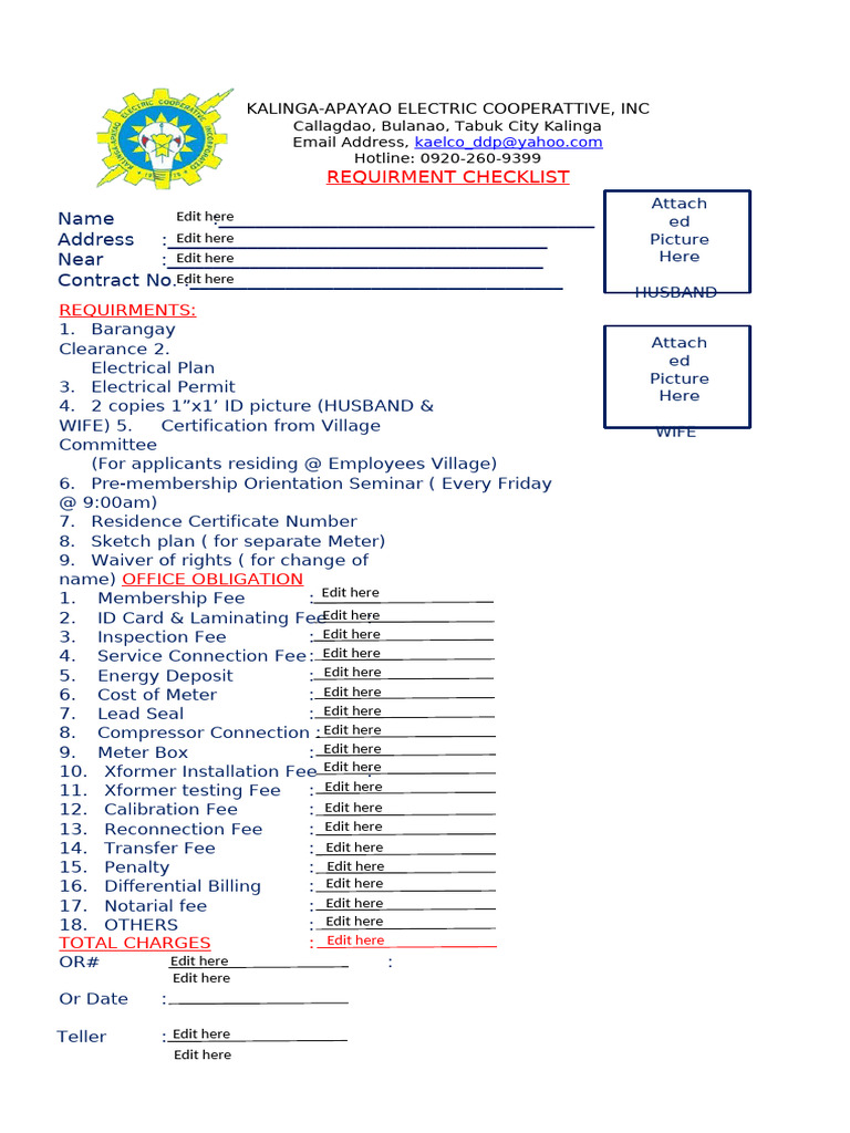 Kalinga-Apayao Electric Membership Form | PDF | Electrical Wiring | Lease