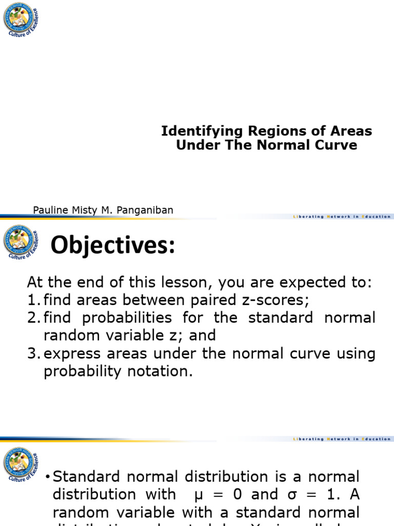 Identifying Regions of Areas Under The Normal Curve Above Below | PDF ...