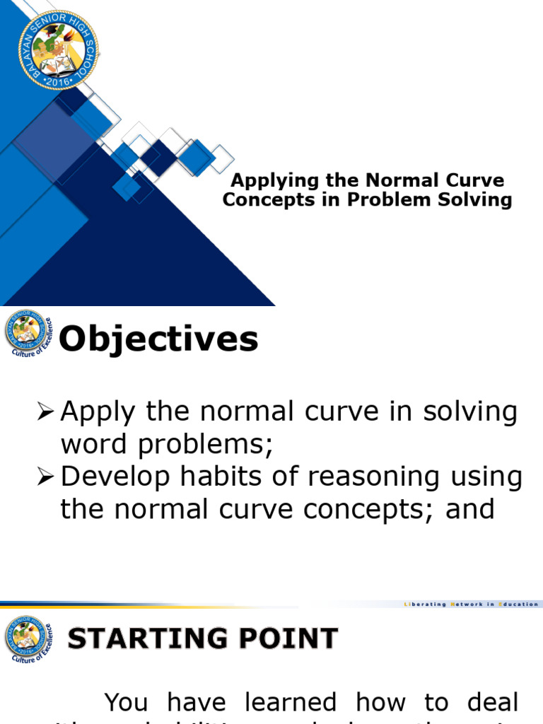 Applying Normal Curve in Problem Solving | PDF | Normal Distribution